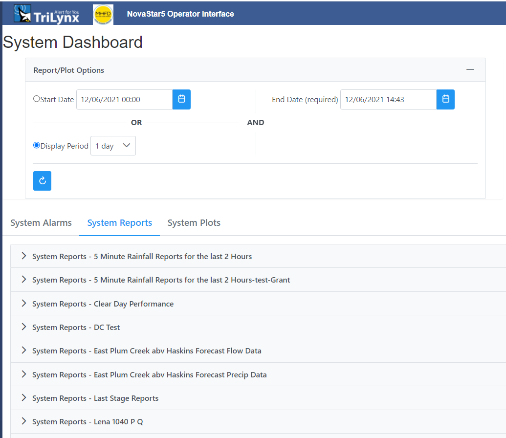 System Dashboards - NovaStar5 Operator - User Manual
